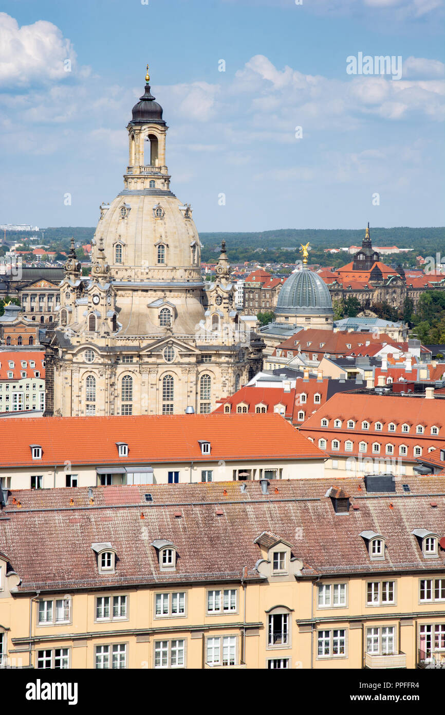 Aerial view over Dresden and the Frauenkirche cathedral Stock Photo - Alamy