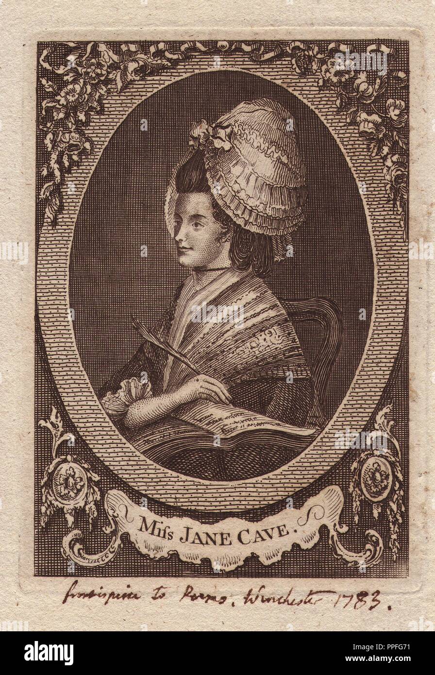 Miss Jane Cave (1755-1813), English 18th century poetess, depicted ...