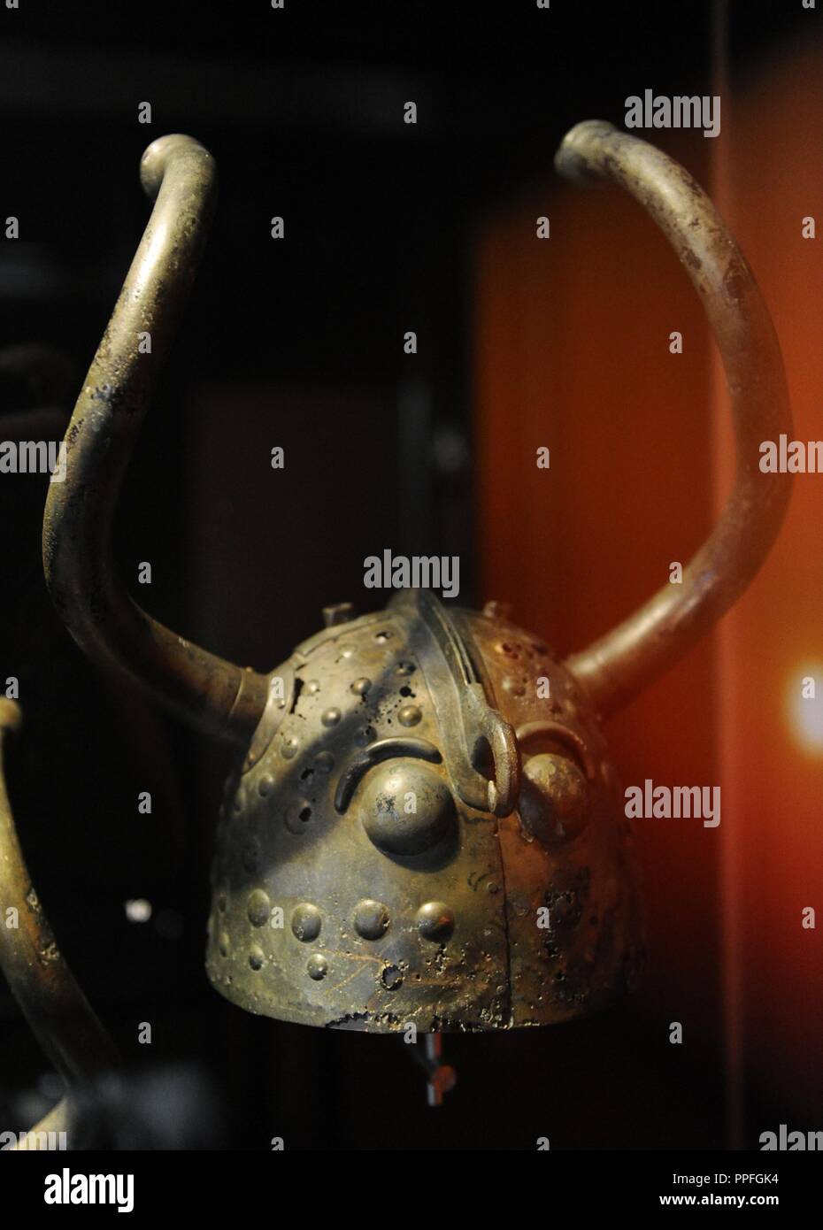 Prehistory. Metal Age. Helmet from Veksoe-bog. Bronze. Denmark. Bronze ...