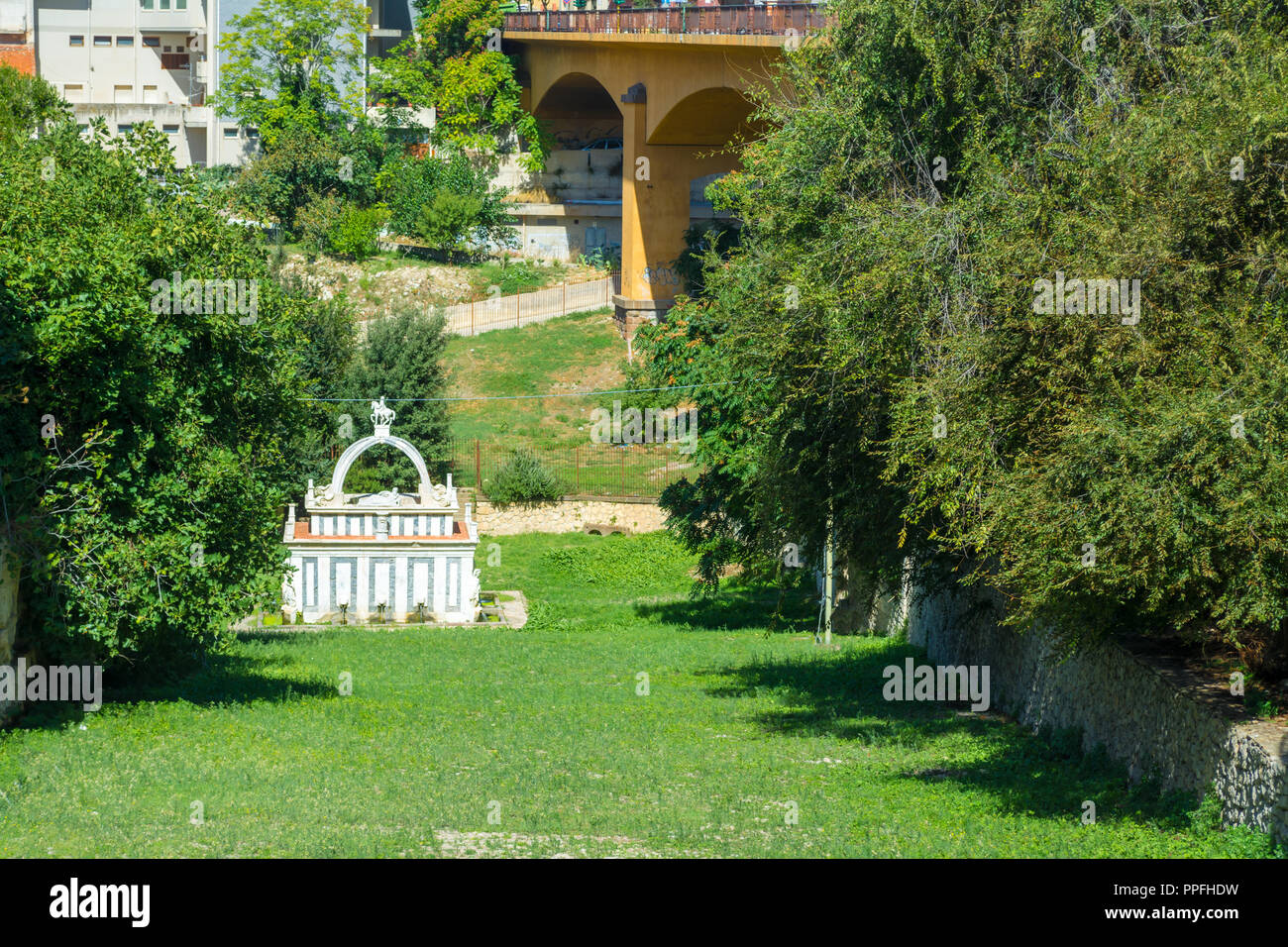 Ancient fountain of Rosello inside the sardinian city of Sassari Stock ...