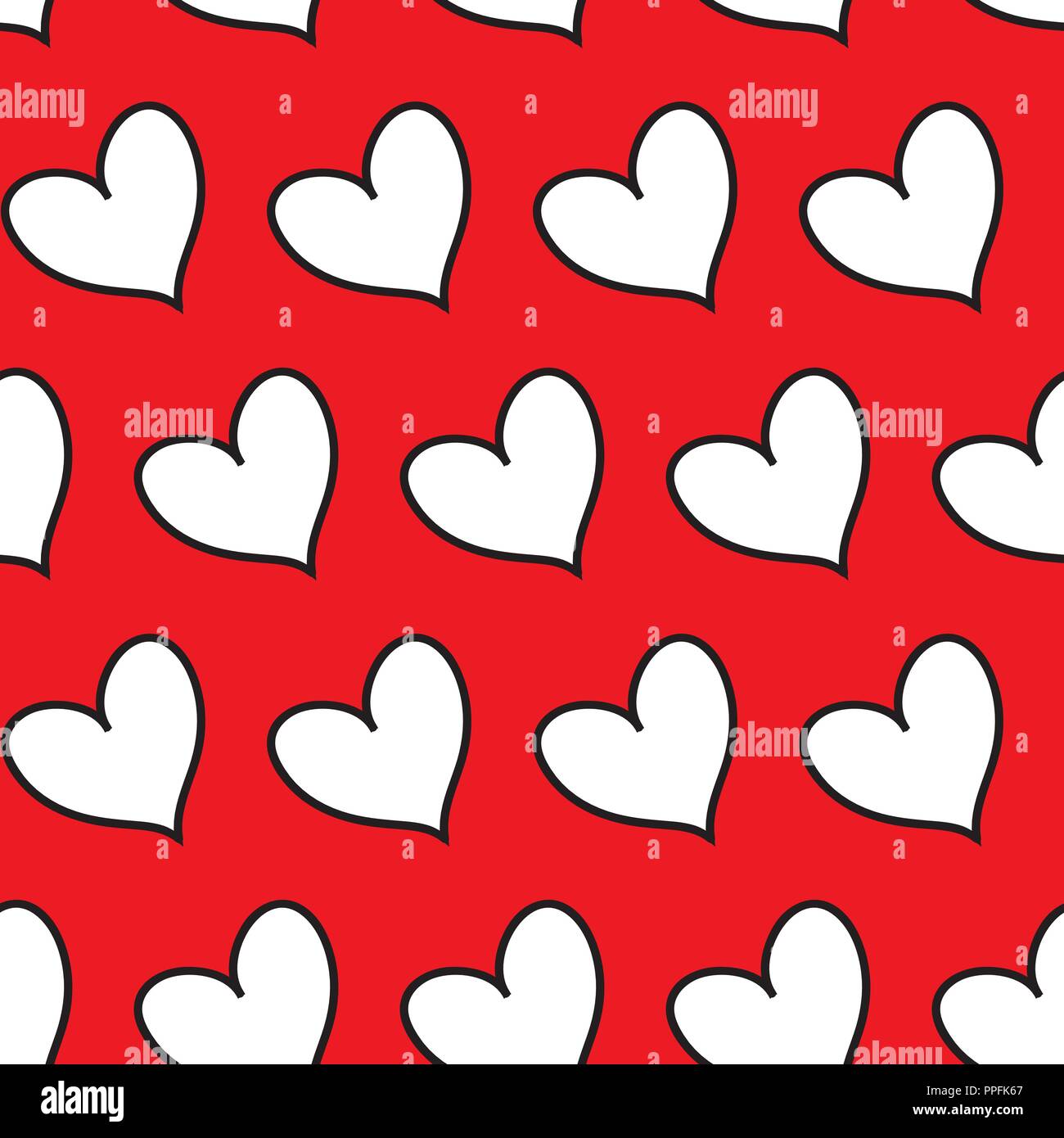 Red fill hearts in diagonal alignment isolated in a white transparent ...