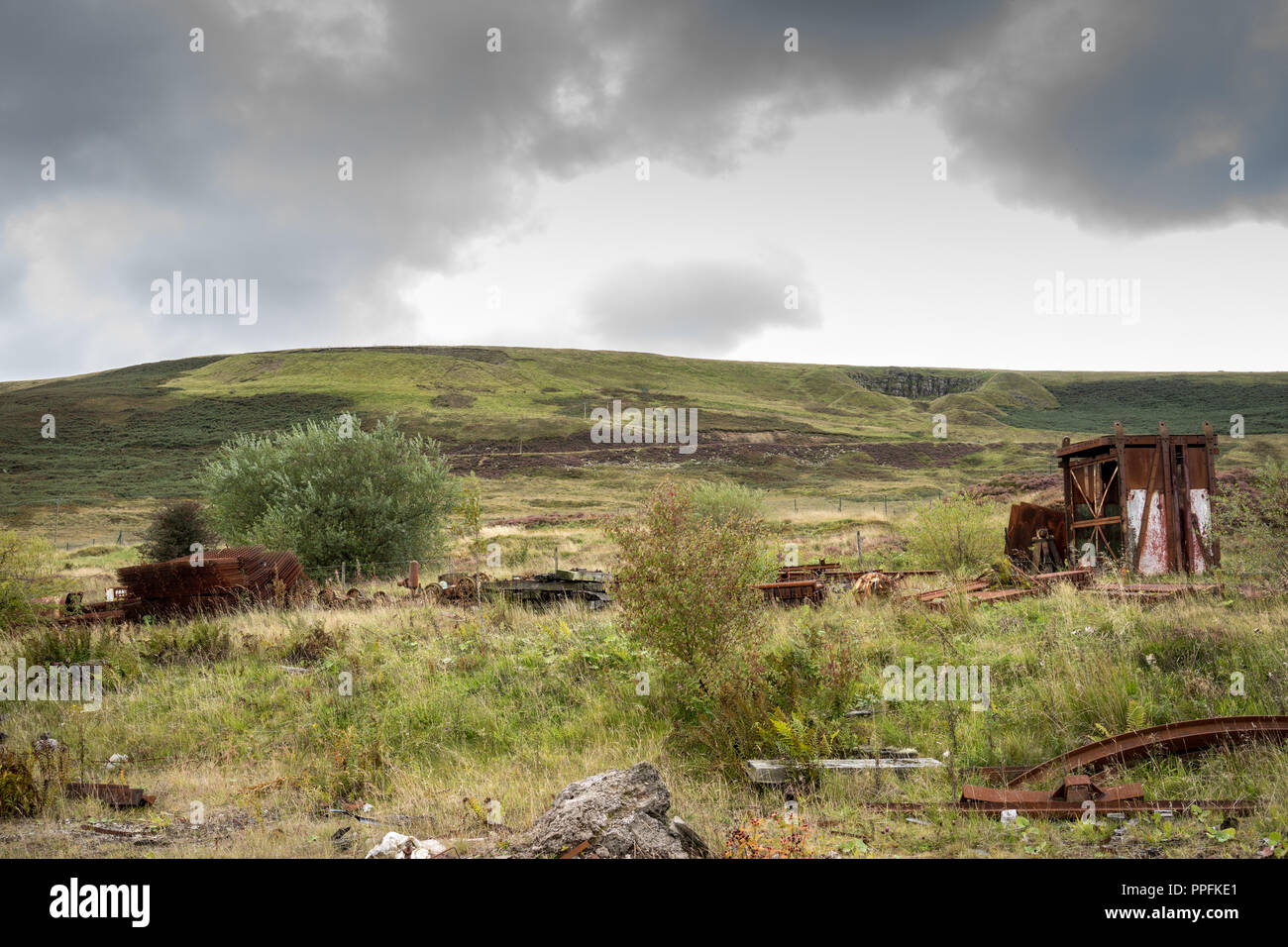 Welsh landscape with industrial relics Stock Photo - Alamy