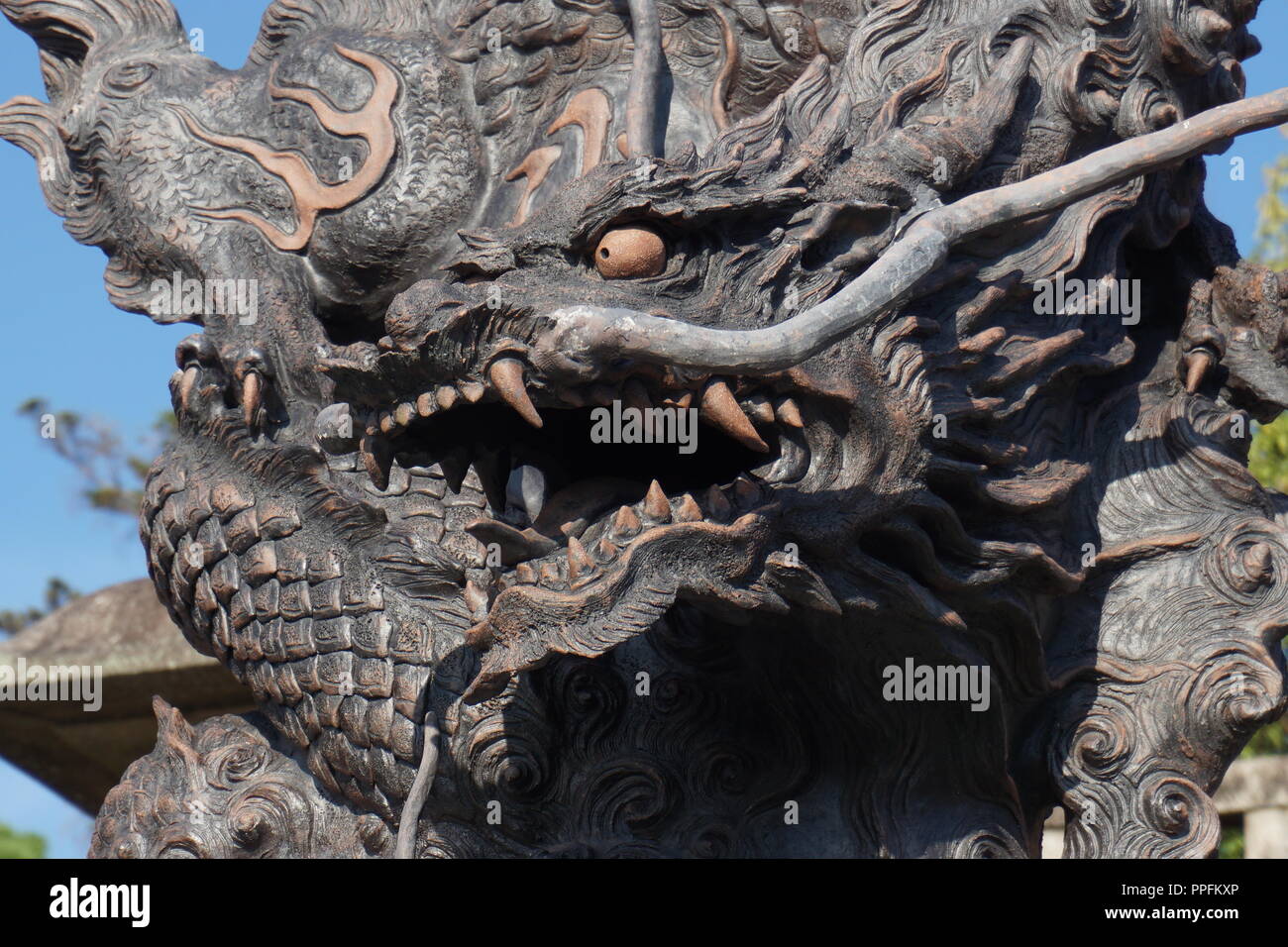 Kyoto, Japan - August 01, 2018: dragons in front of the Sai-mon west ...