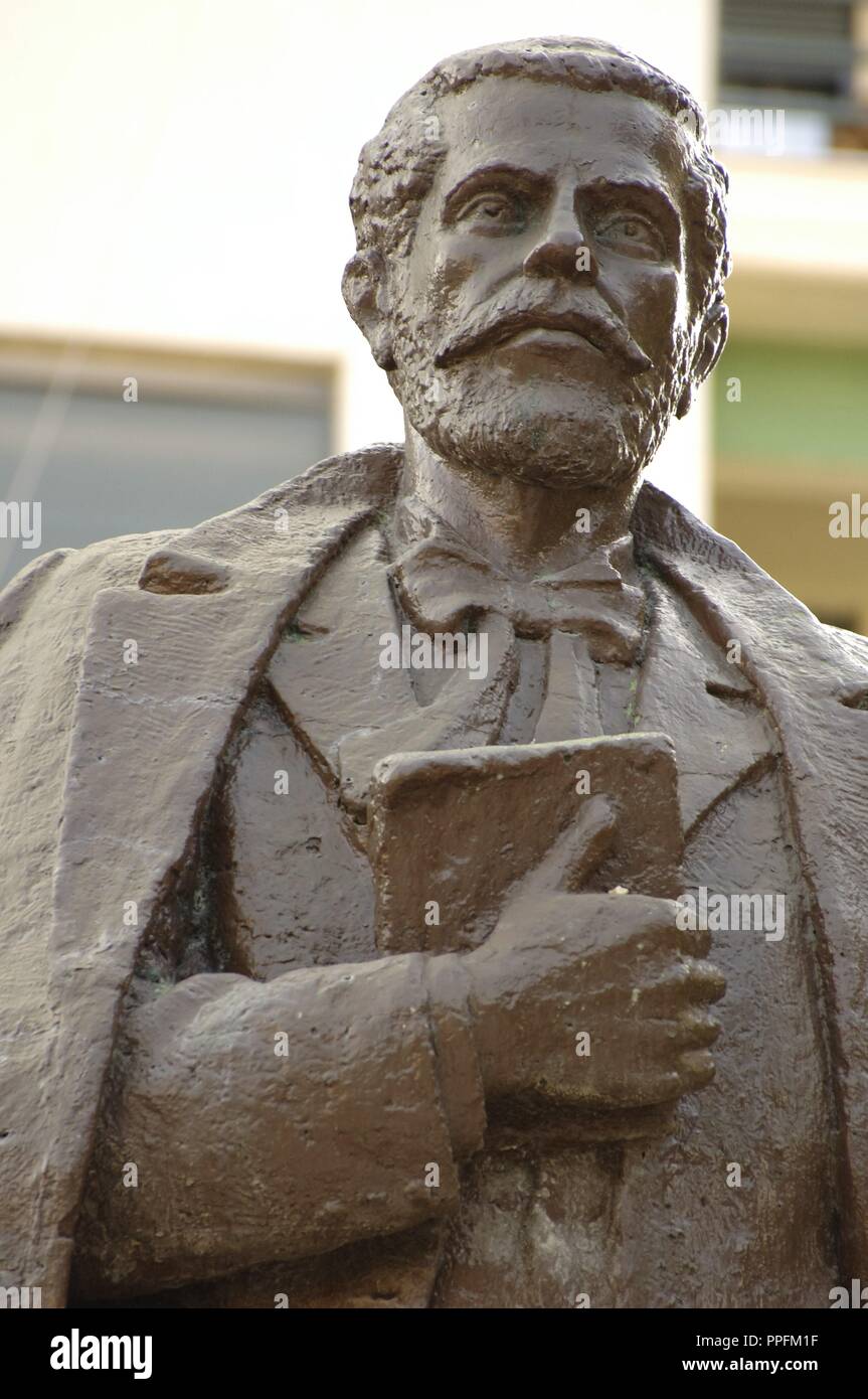 Naim Frasheri (1846-1900). Albanian romantic poet. Statue. Korce ...