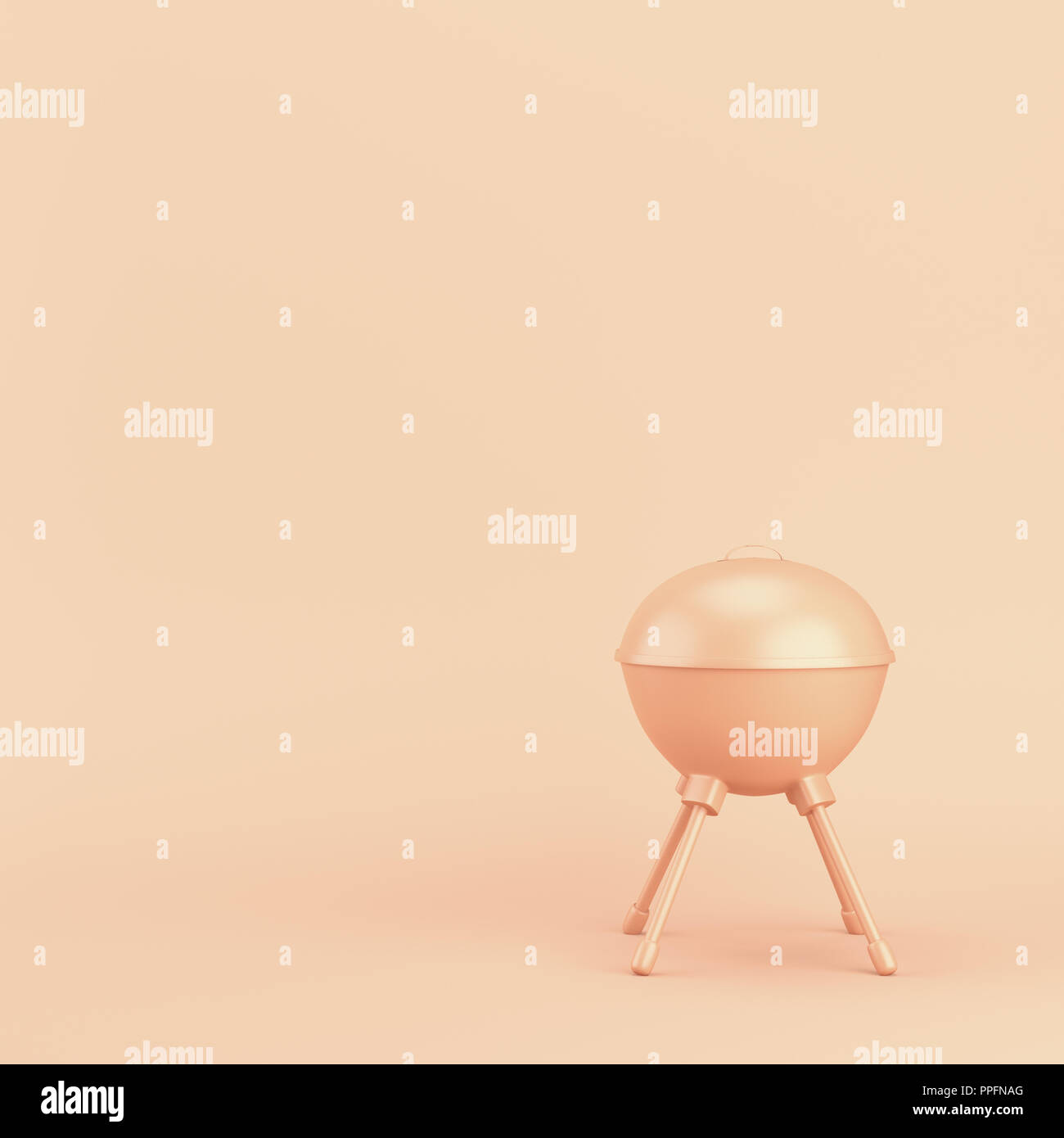 Charcoal kettle barbecue gril on bright background in pastel colors ...