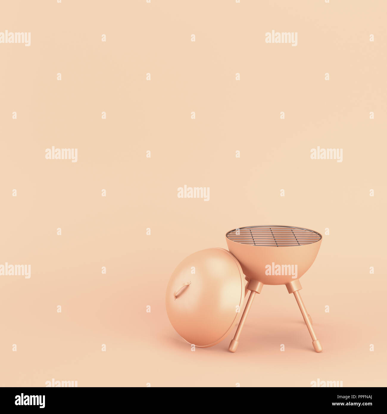 Charcoal kettle barbecue gril on bright background in pastel colors ...