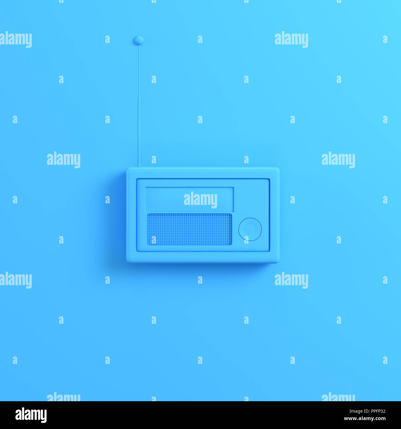 Radio on bright blue background. Minimalism concept. 3d render Stock ...