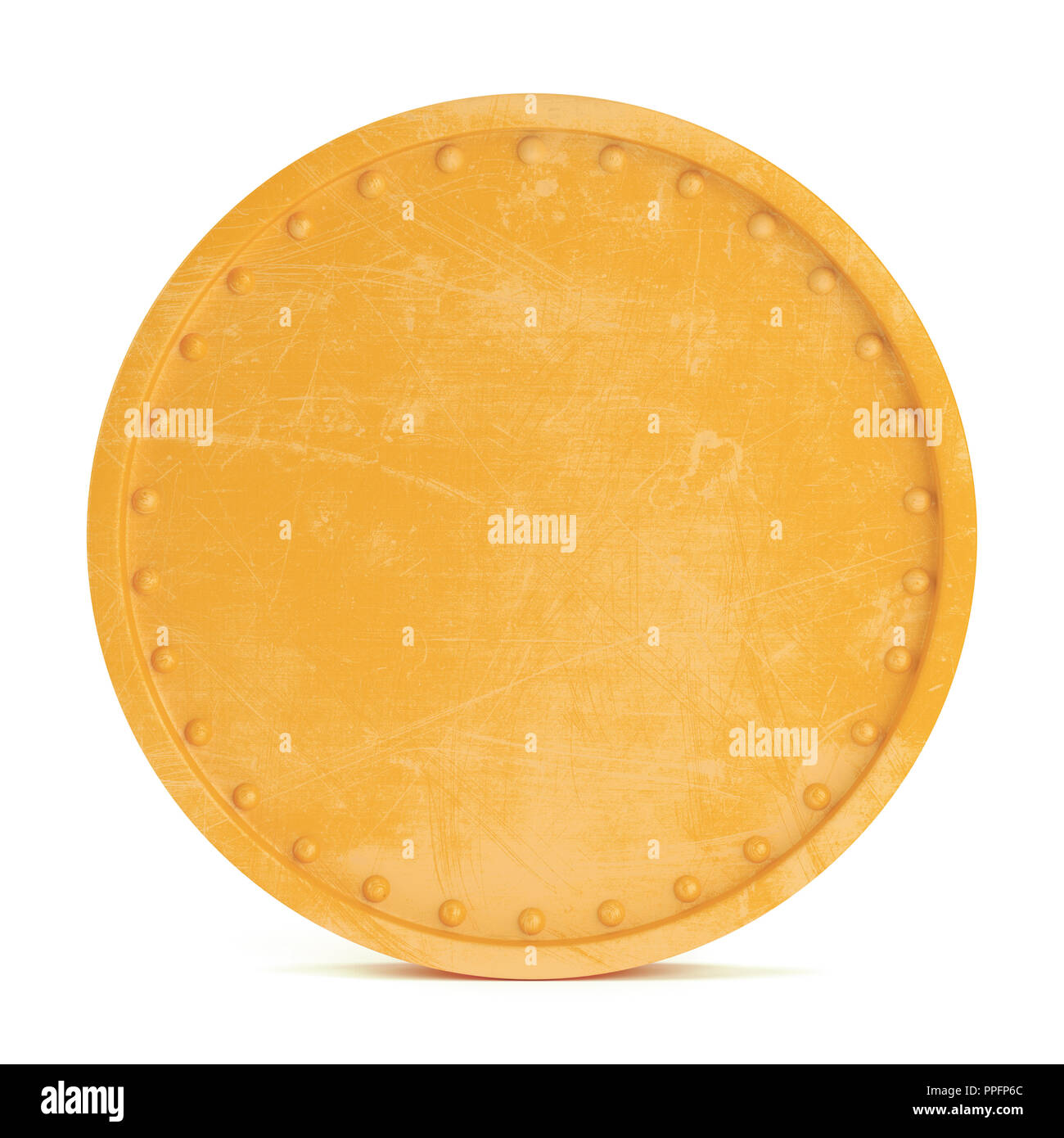 Golden blank scratched coin isolated on white background. 3d render ...