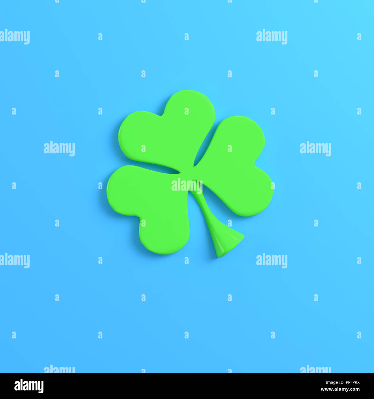 Clover on bright blue background. Minimalism concept. 3d render Stock ...