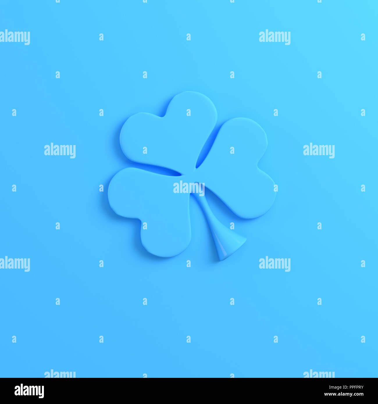 Clover on bright blue background. Minimalism concept. 3d render Stock ...