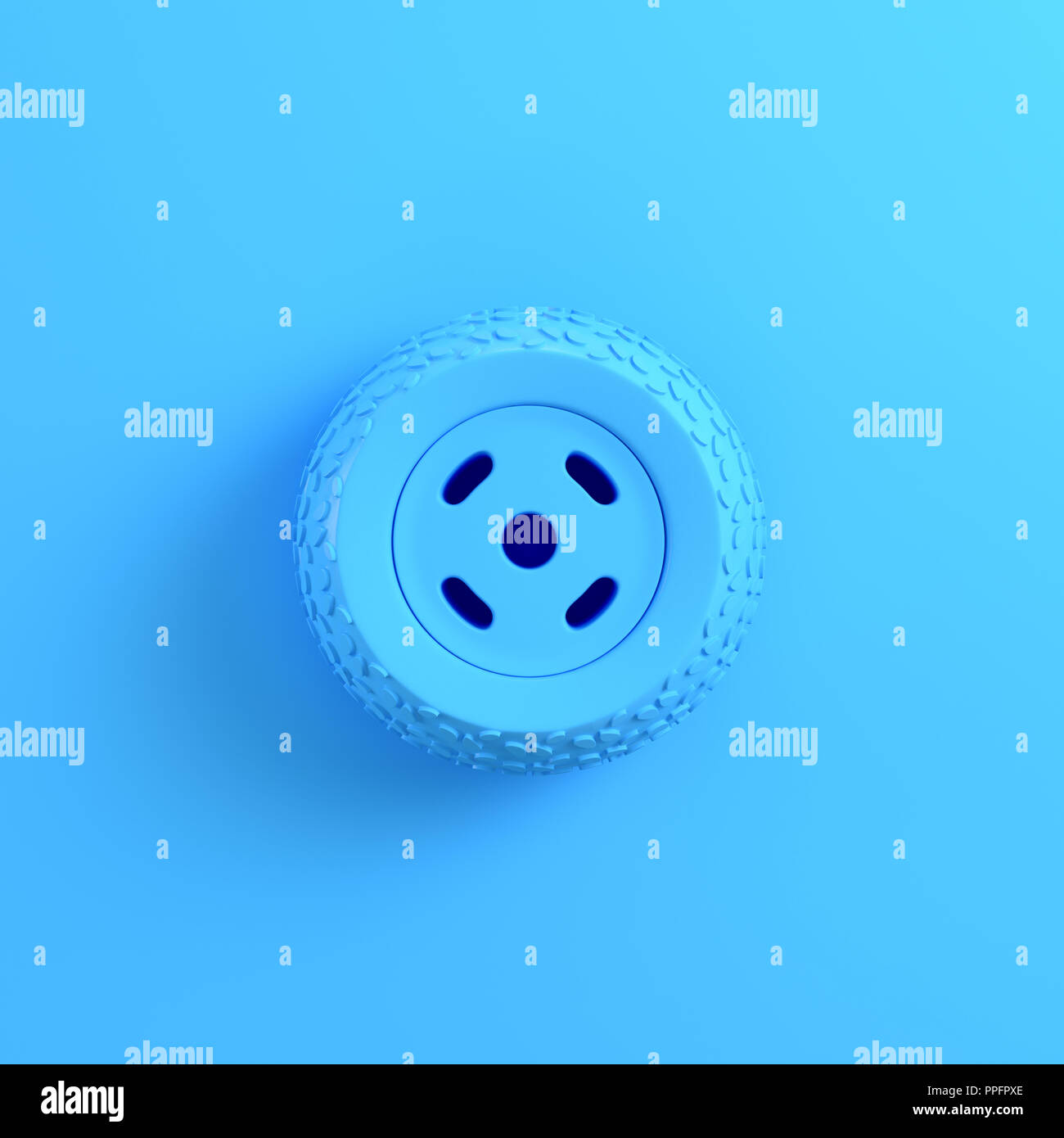 Car wheel on bright blue background. Minimalism concept. 3d render ...