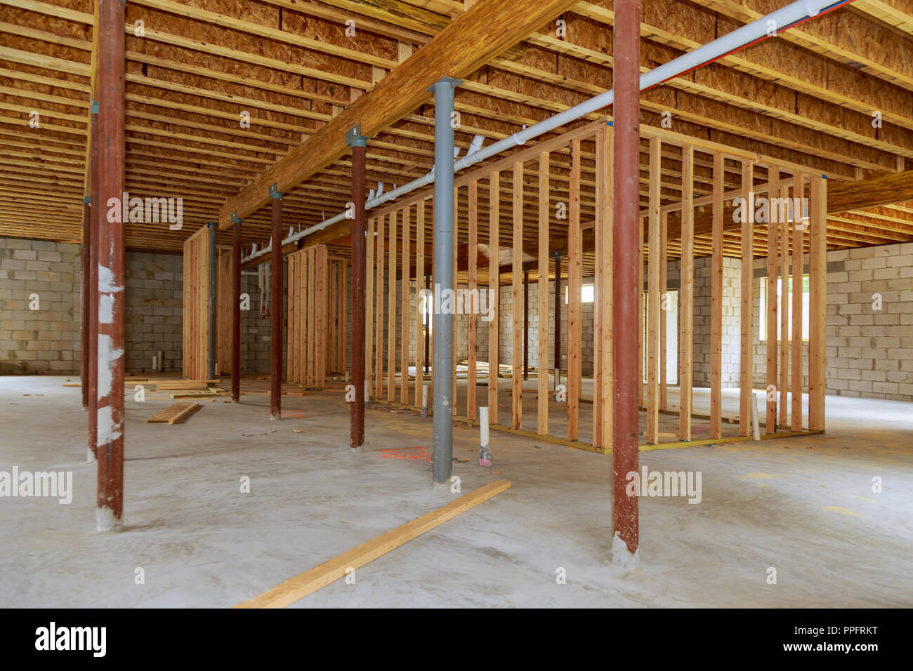 A new stick built interior construction basement renovation and remodel ...