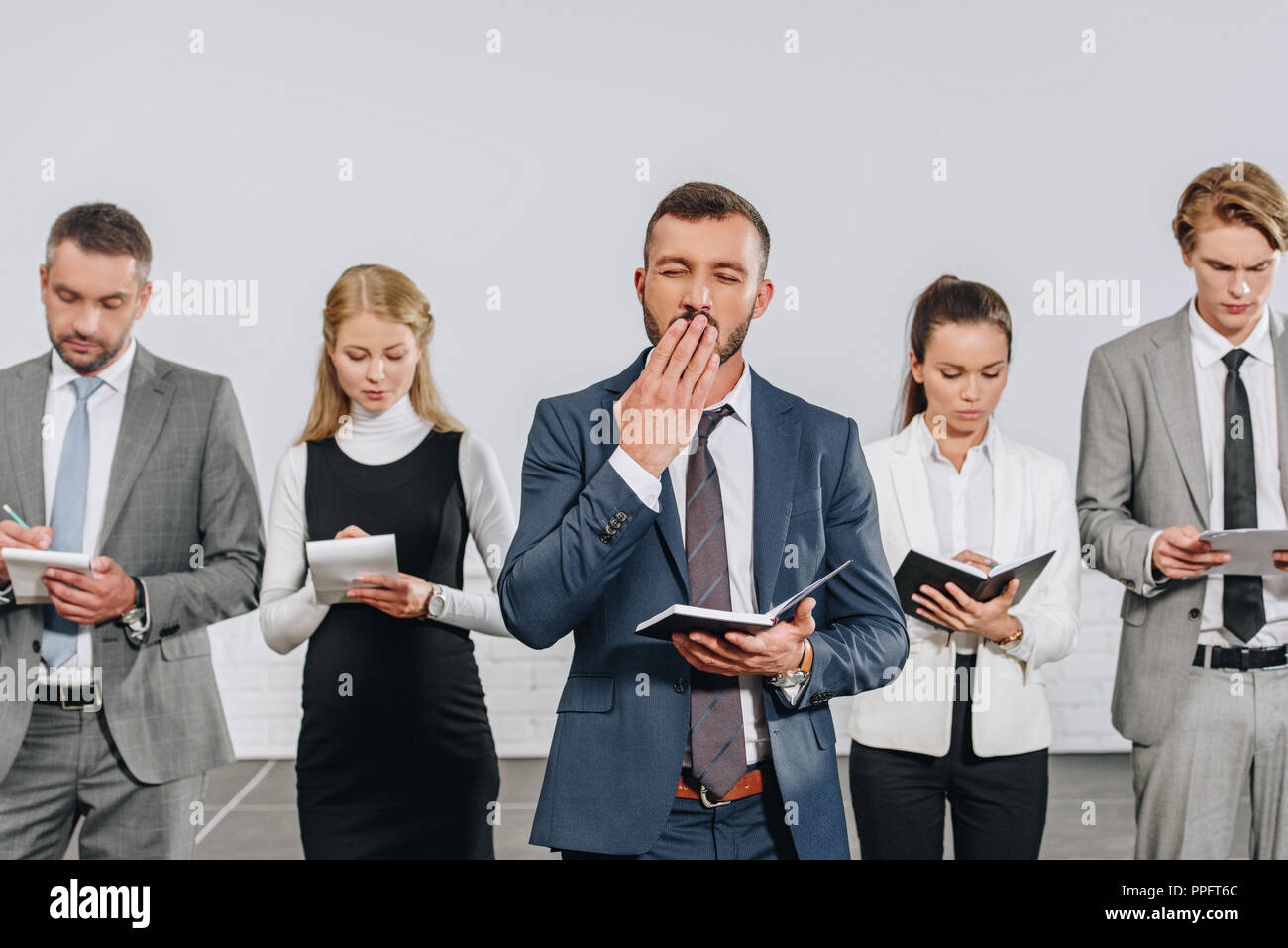 Business yawning meeting hi-res stock photography and images - Alamy