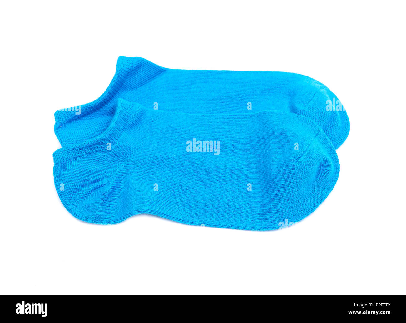 Woman's original ankle low rise light blue socks isolated on white ...