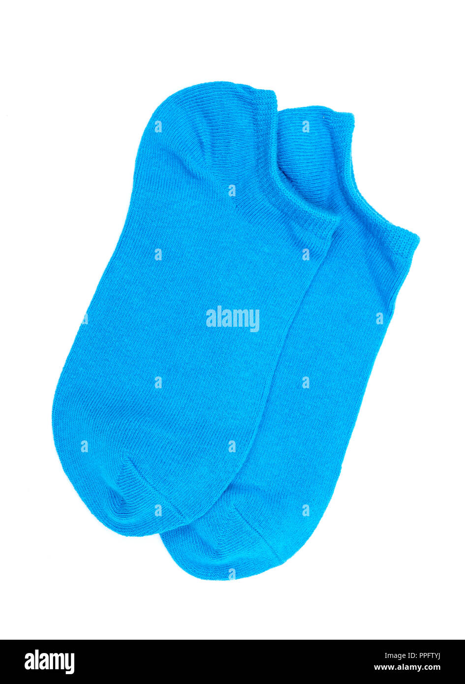 Woman's original ankle low rise light blue socks isolated on white ...
