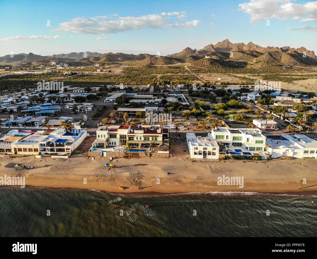 Aerial view of Kino Bay in Sonora, Mexico. Beach. Tourist destination ...