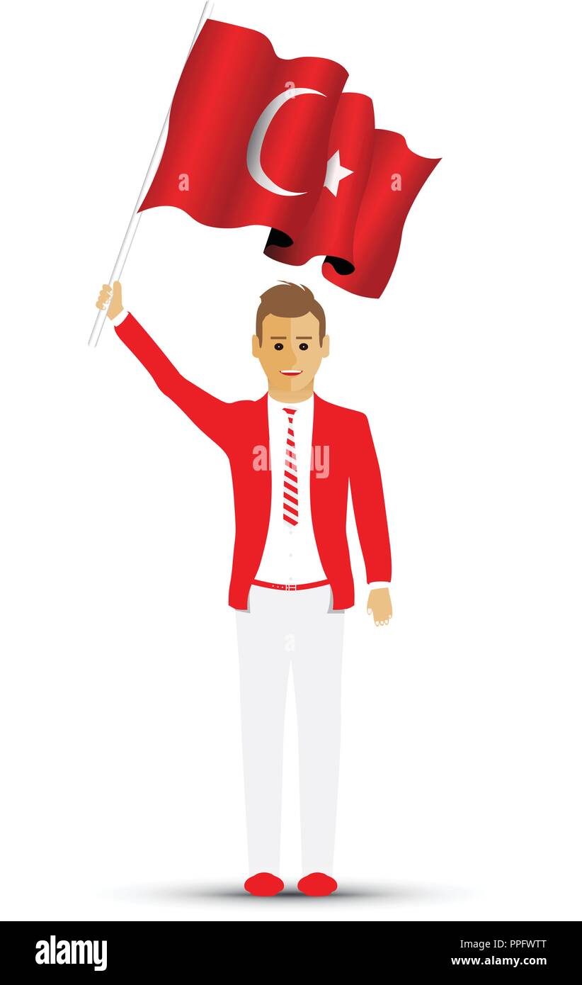 Cartoon man holding flag Stock Vector Images - Alamy