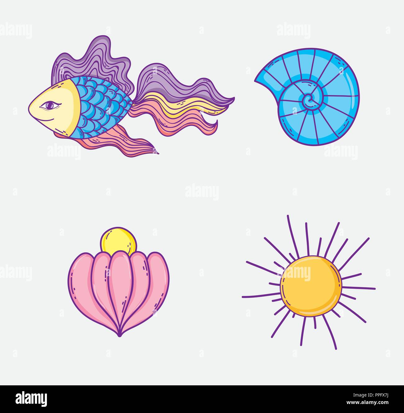 Sea life shells animals Stock Vector Images - Alamy