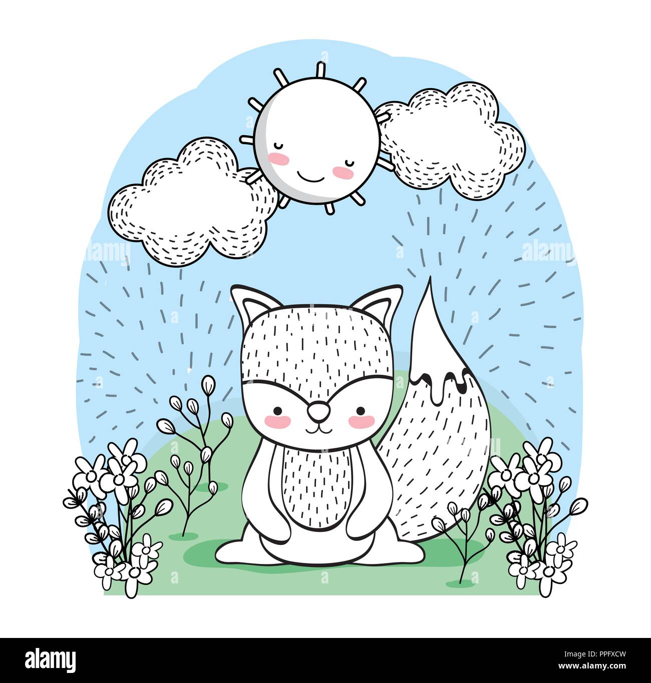 cute squirrel animal with happy sun Stock Vector Image & Art - Alamy