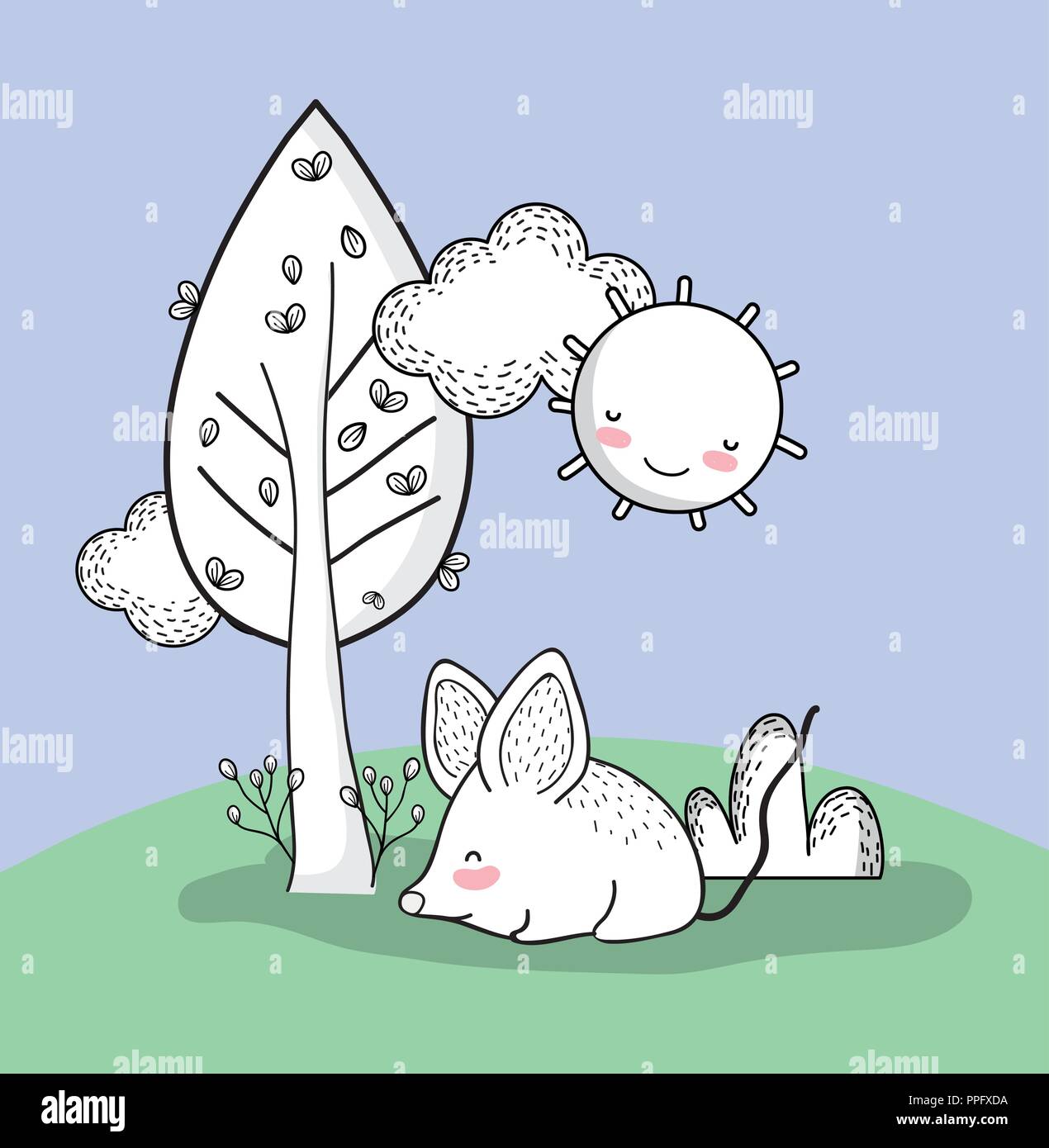 cute mouse animal with happy sun Stock Vector Image & Art - Alamy