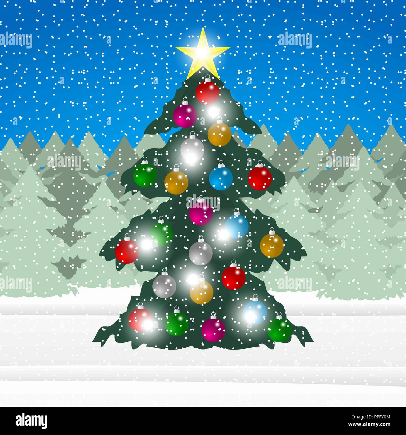Forest tree decorated christmas Stock Vector Images - Alamy