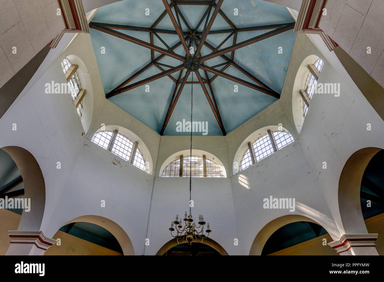 The interior of St Martin's church built in a distinctive octagonal ...