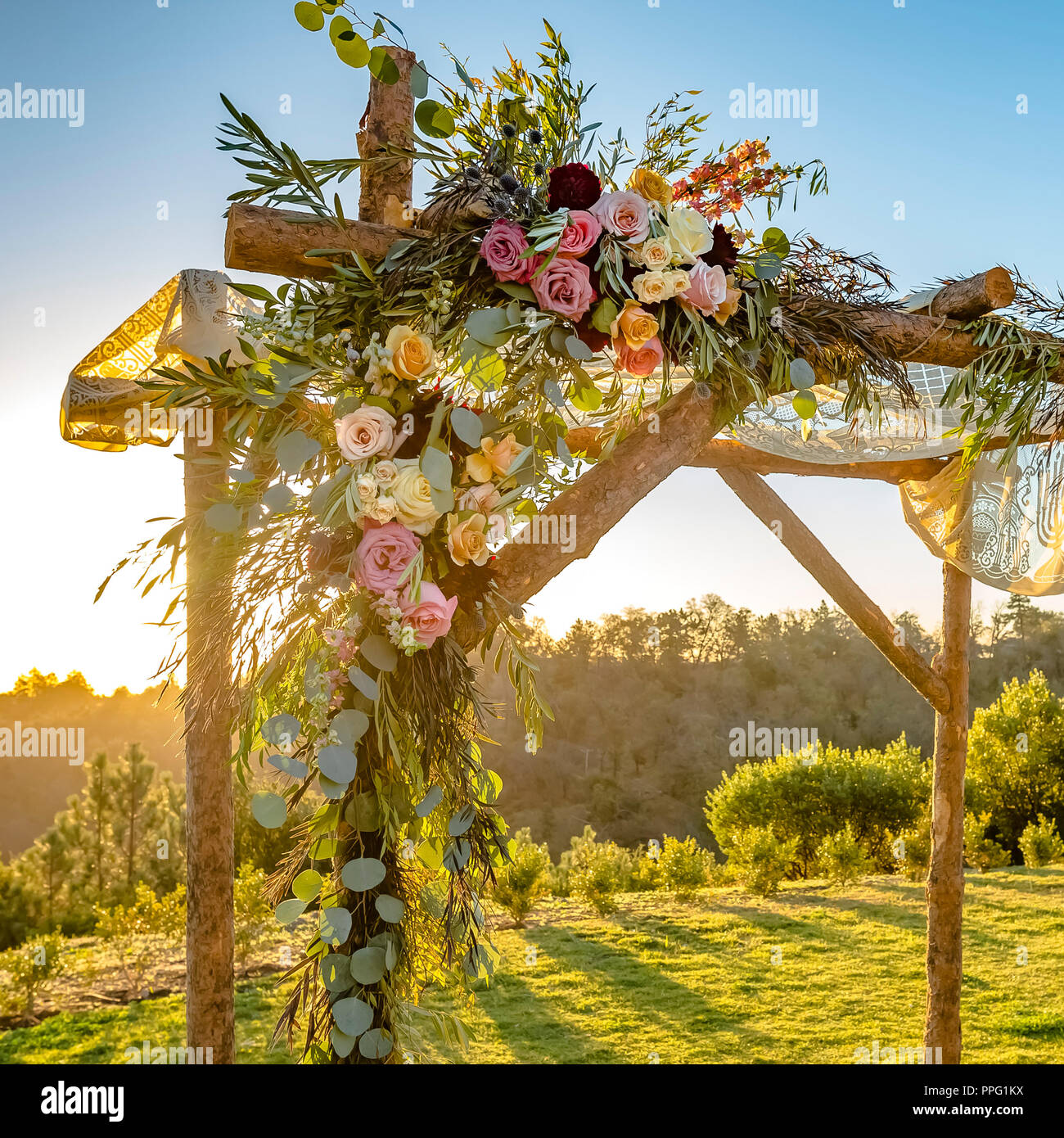 Vibrant flowers on a Chuppah of a Jewish wedding Stock Photo - Alamy