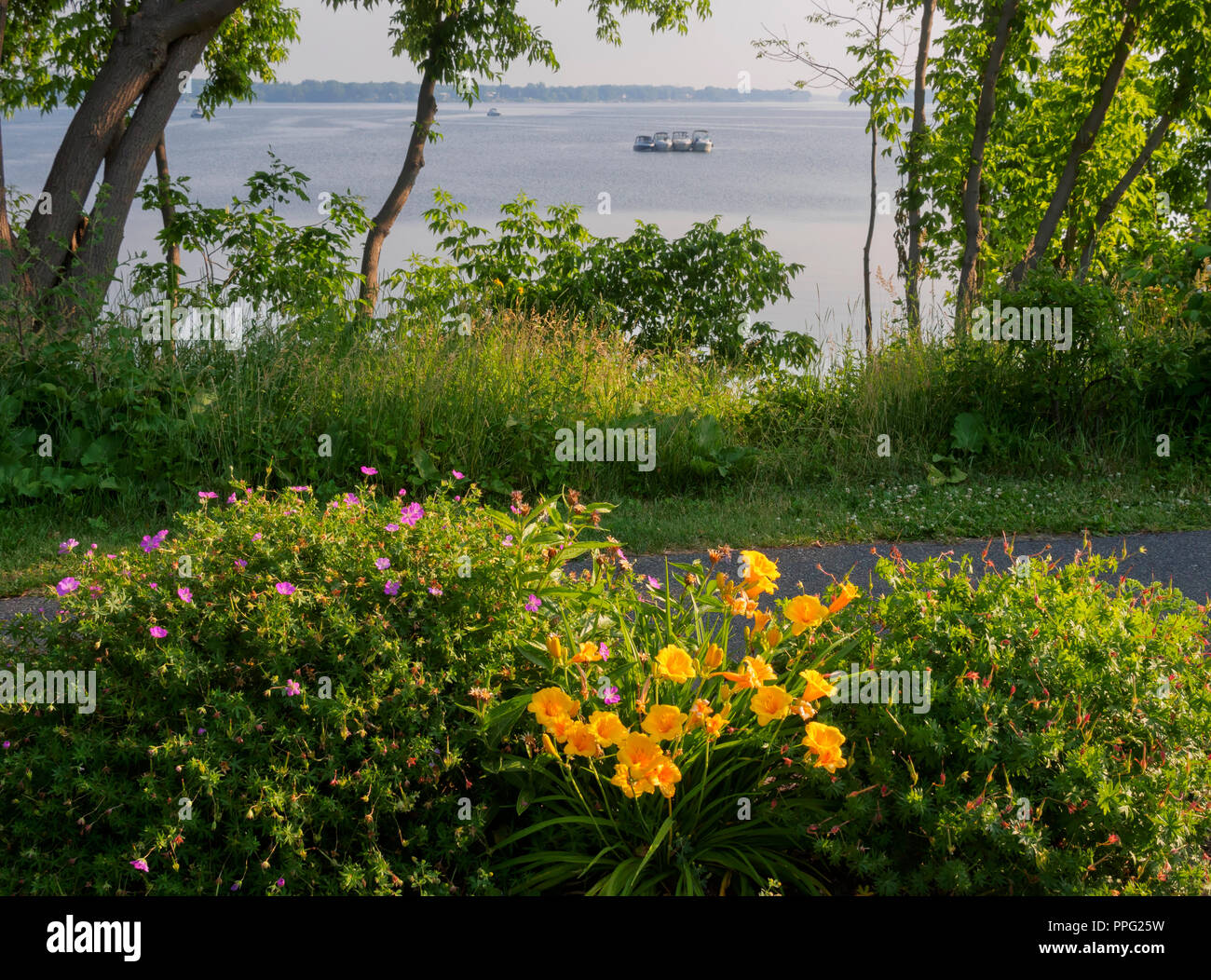 Public gardens and walking paths in the village of Chambly, Quebec ...