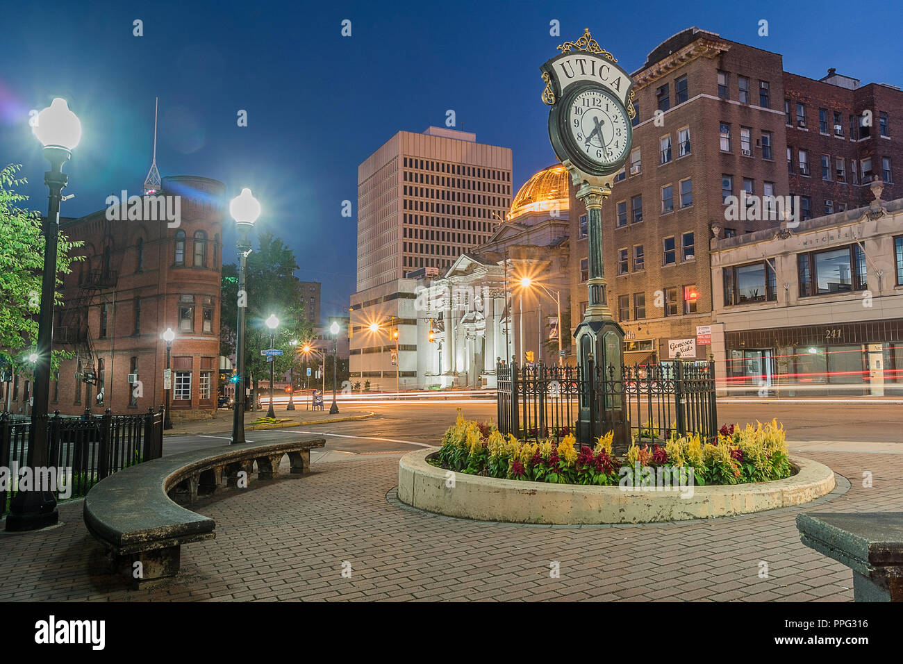 UTICA, NY, USA - SEP. 23, 2018: Historic Buildings in Lower Genesee ...