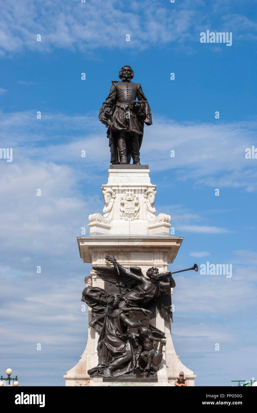 Statue of Samuel de Champlain, by Paul-Romain Chevré, near Château ...