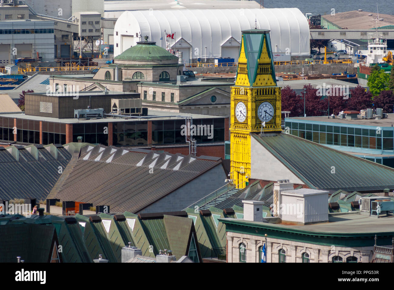 Big Ben replica installation at the Musee de la Civilisation, peeking ...
