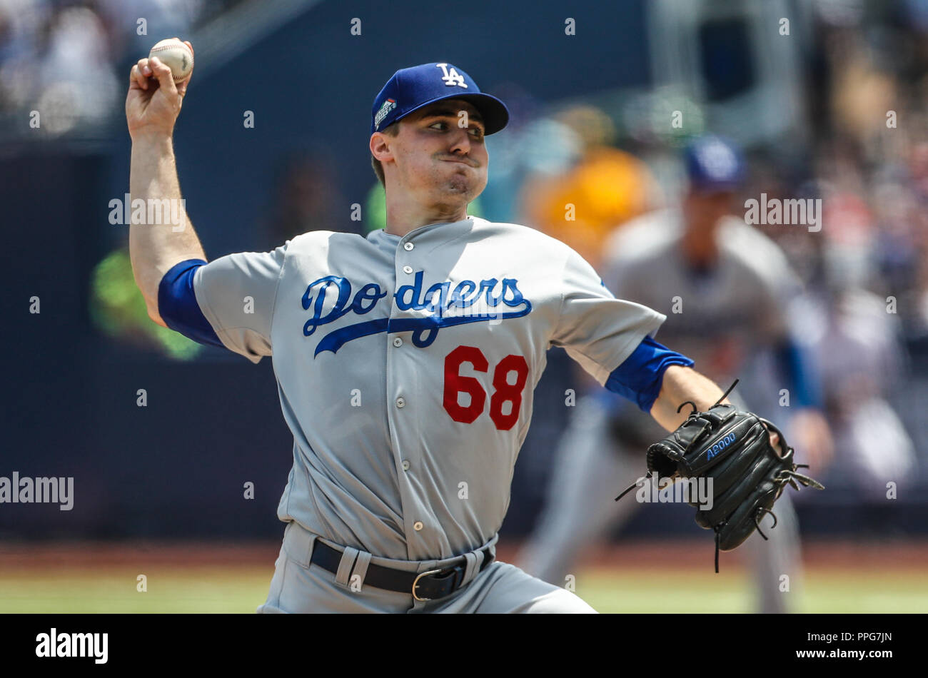 Ross Stripling Acciones del partido de beisbol, Dodgers de Los Angeles ...
