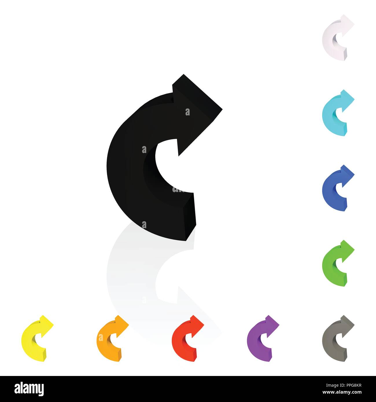 Set of arrows. 3D. The direction of rotation. Vector illustration Stock ...