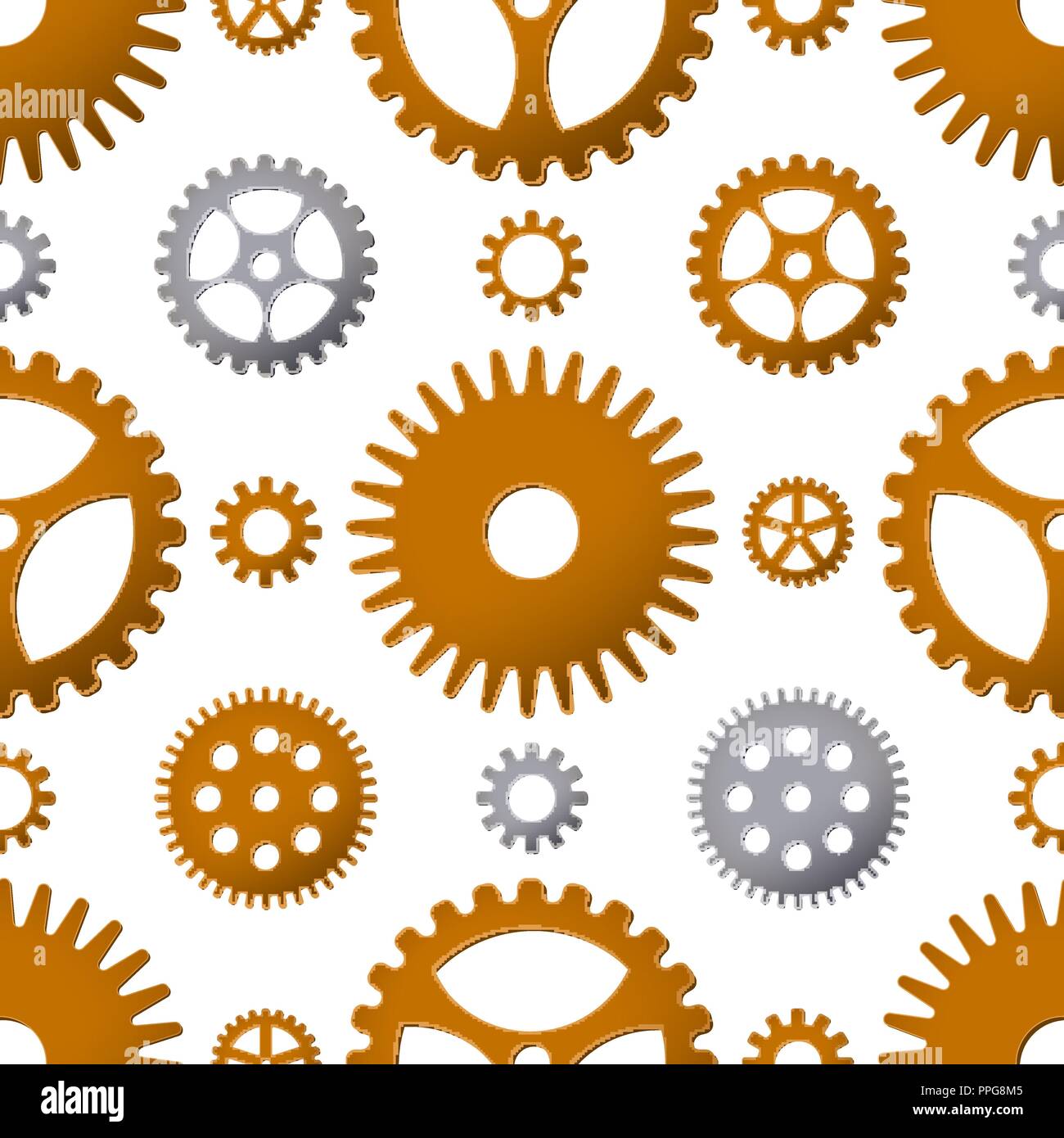 Seamless pattern background with bronze and metallic gears. Vector ...