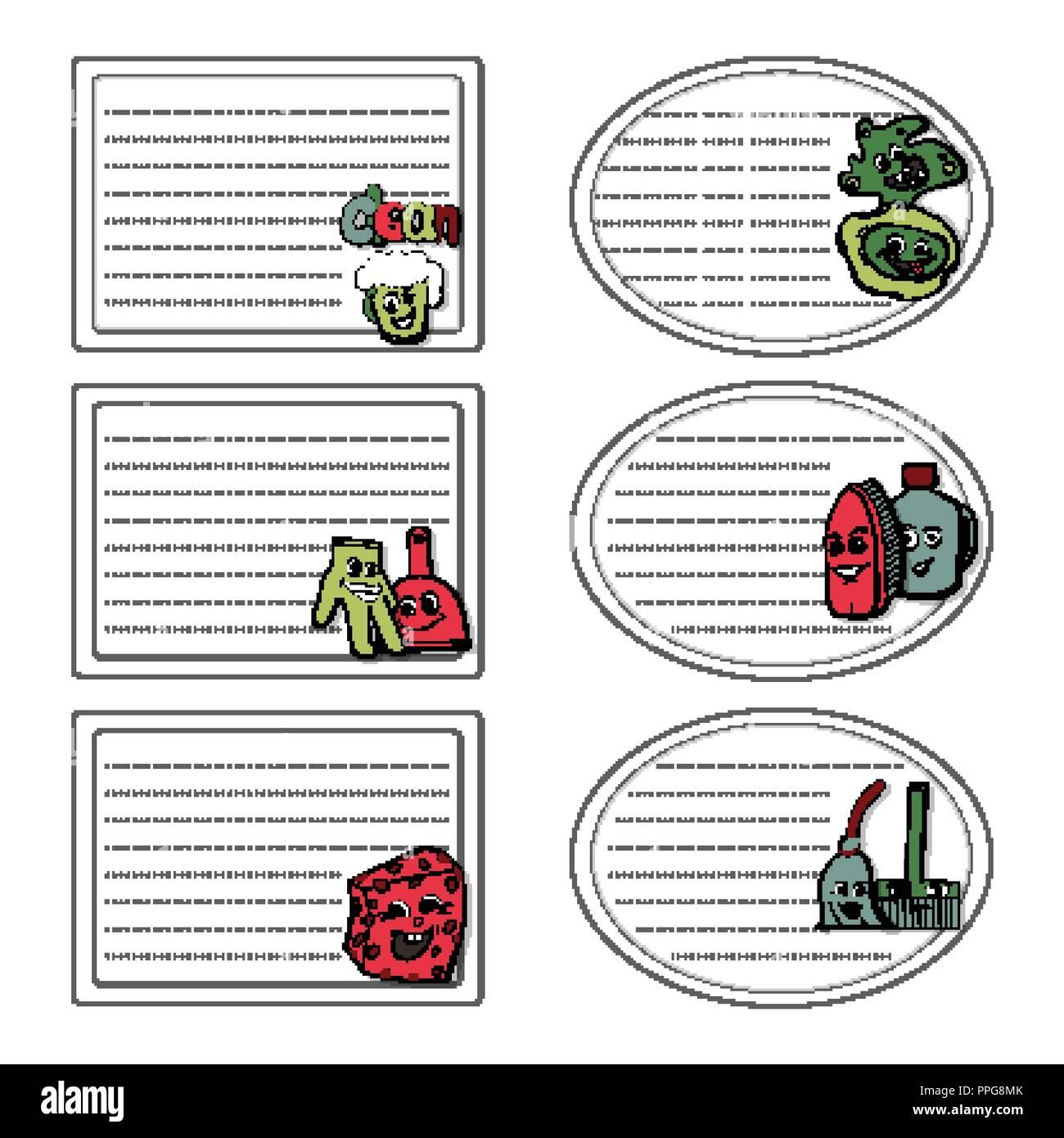 Set of stickers of the concept of household cleaning. Vector ...