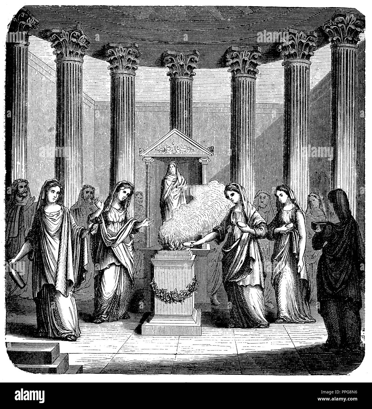 Sacrifice of the Vestals, Roman priestesses of the goddess Vesta ...