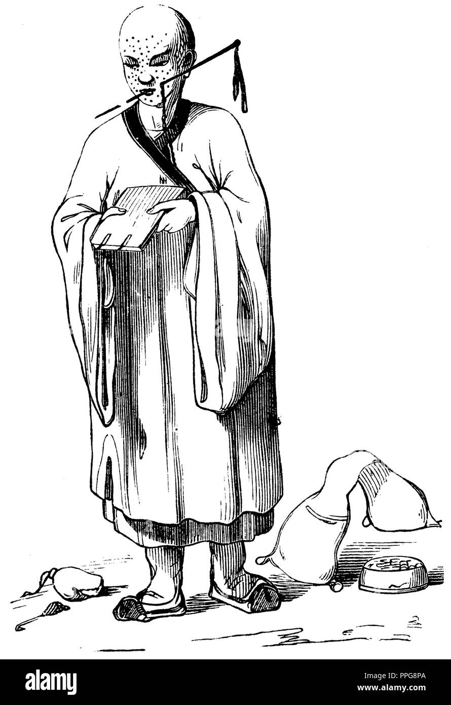 Penitential Chinese monk, anonym 1867 Stock Photo - Alamy
