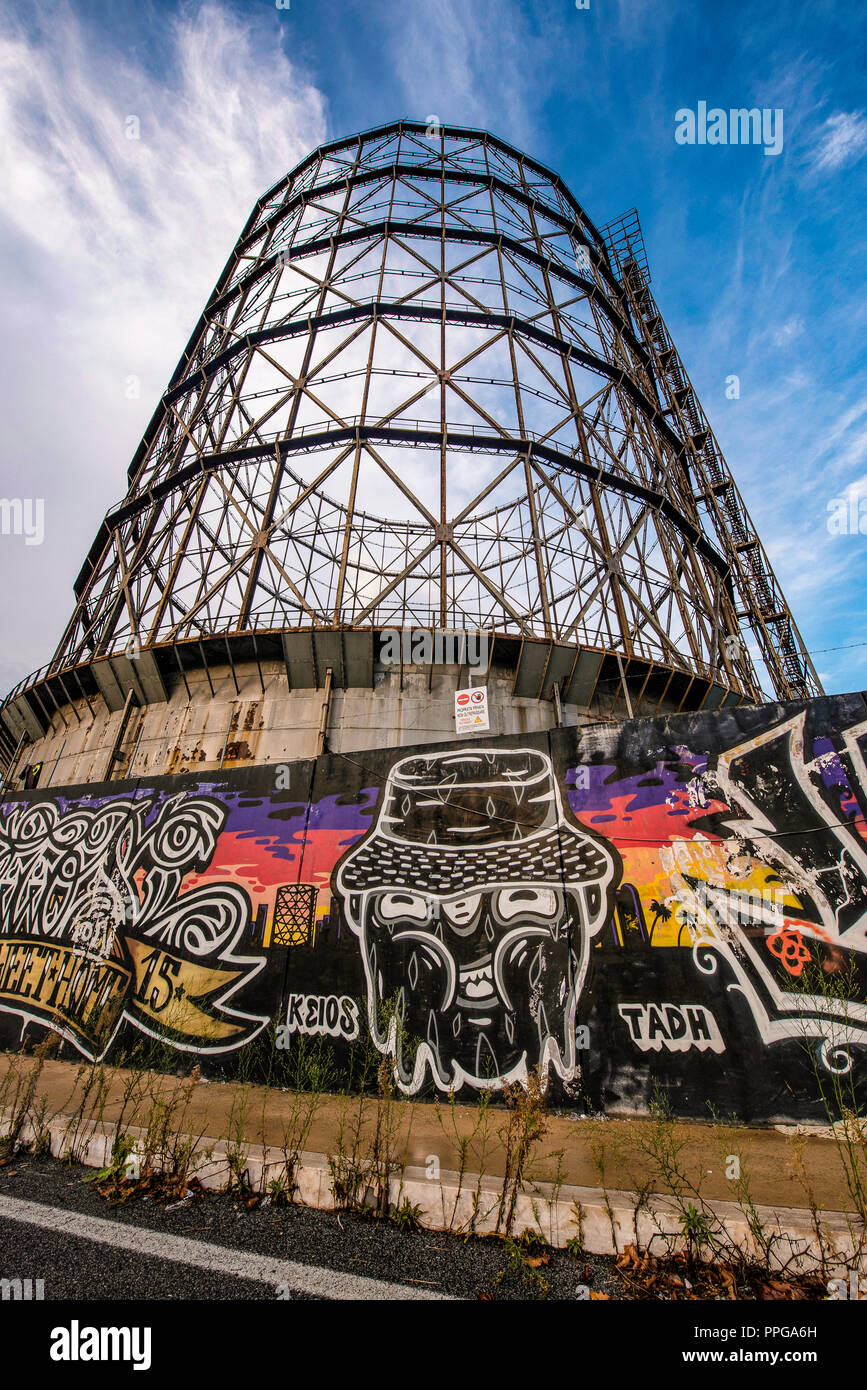 The Gazometer of Rome, in Ostiense district, surrounded by walls ...