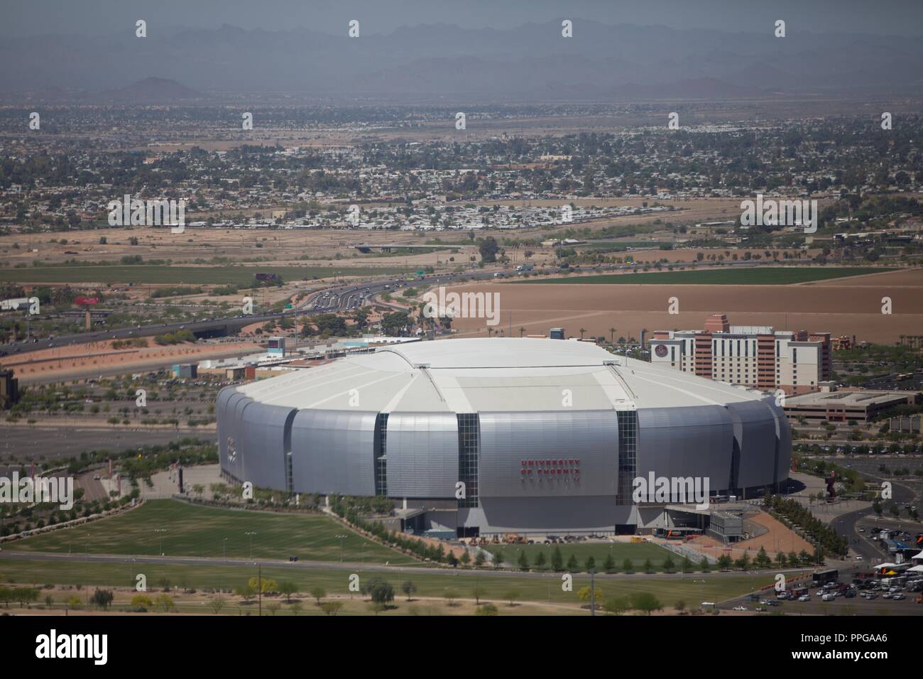 Aerial photography of Phoenix, Stadium of the University of Phoenix ...