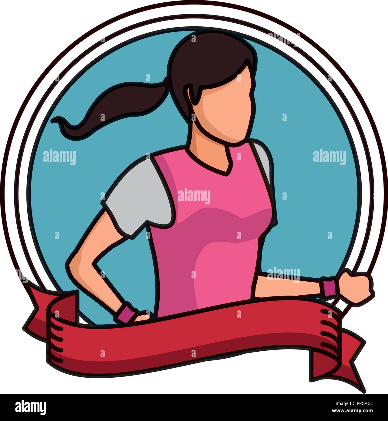 Woman running avatar round icon Stock Vector Image & Art - Alamy