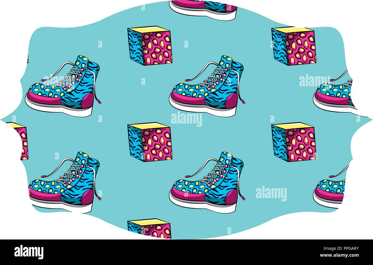 90s shoes and cubes emblem frame Stock Vector Image & Art - Alamy