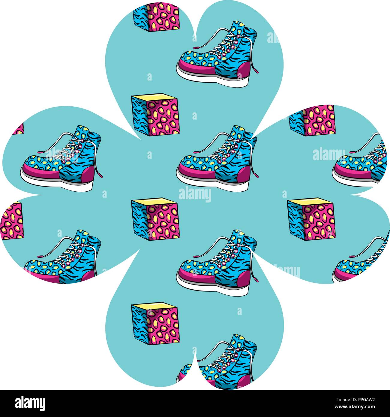 90s shoes and cubes emblem frame Stock Vector Image & Art - Alamy