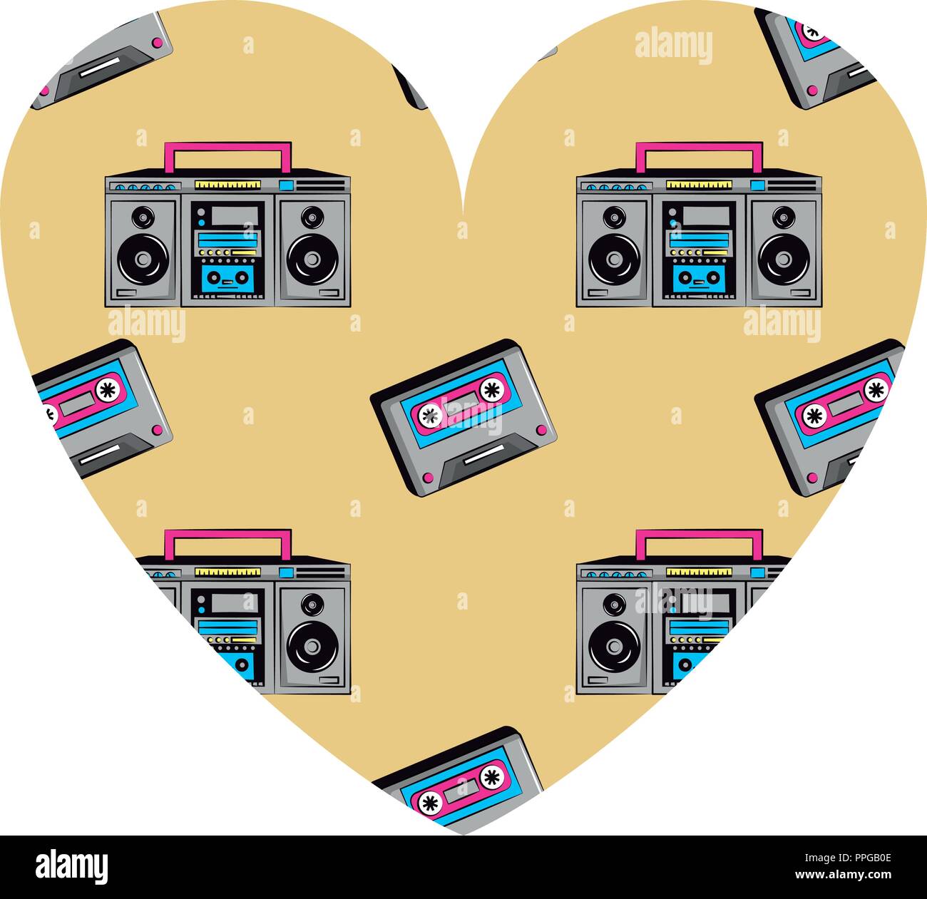 90s radio and cassettes emblem frame Stock Vector Image & Art - Alamy
