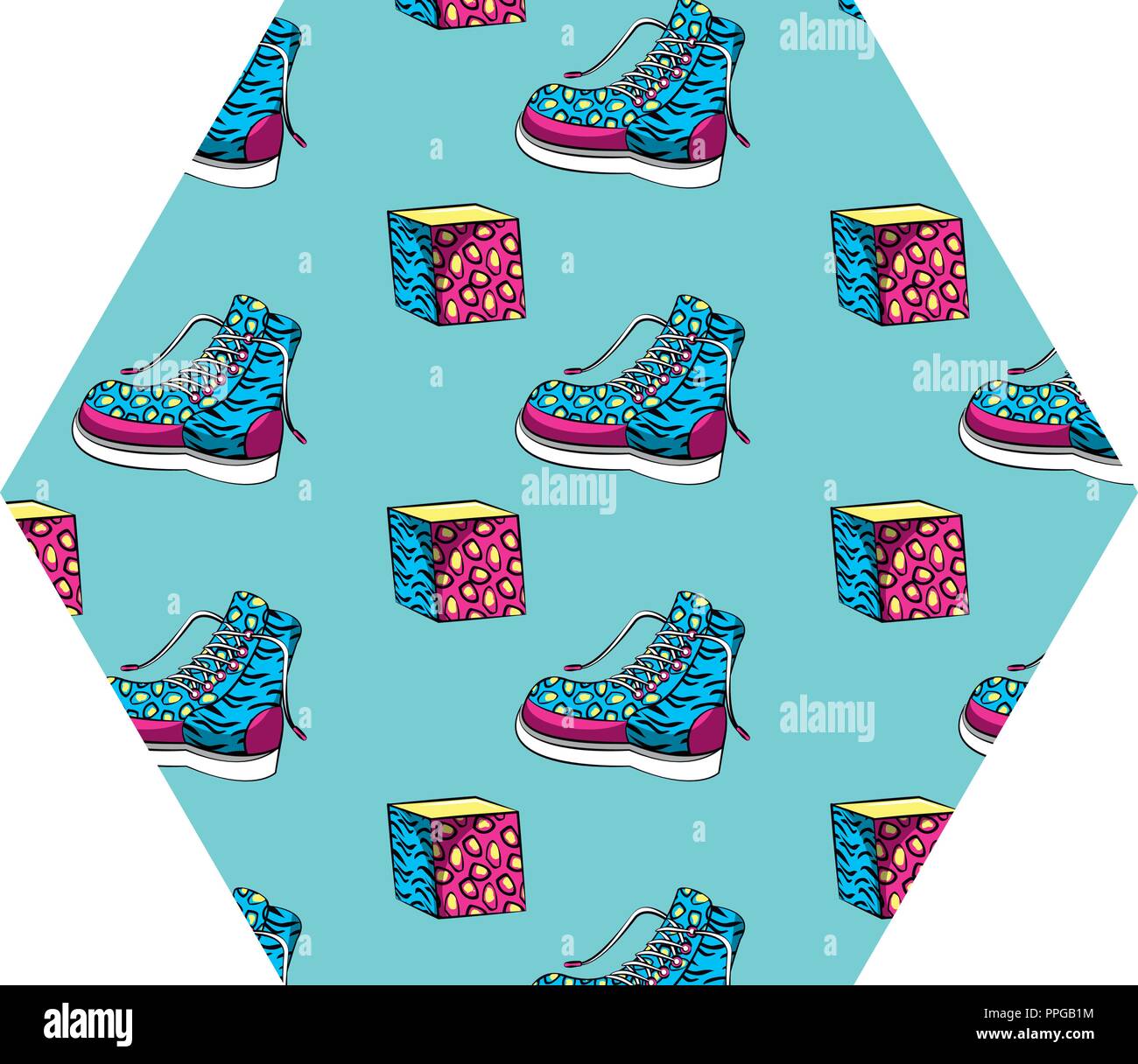 90s shoes and cubes emblem frame Stock Vector Image & Art - Alamy
