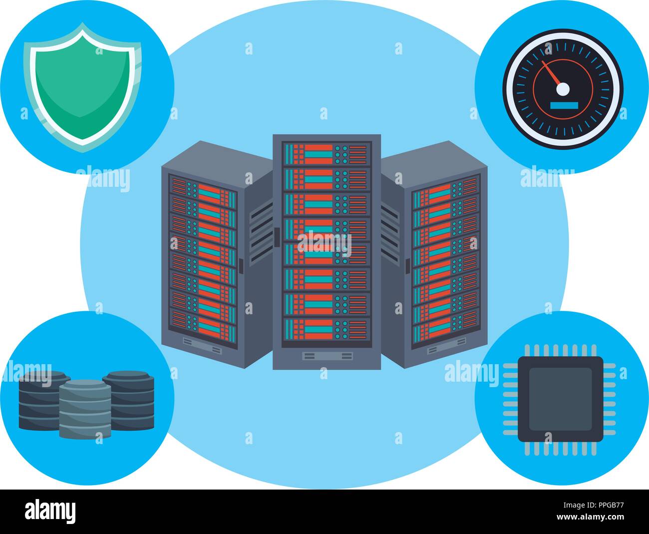 Database storage with icons Stock Vector Image & Art - Alamy