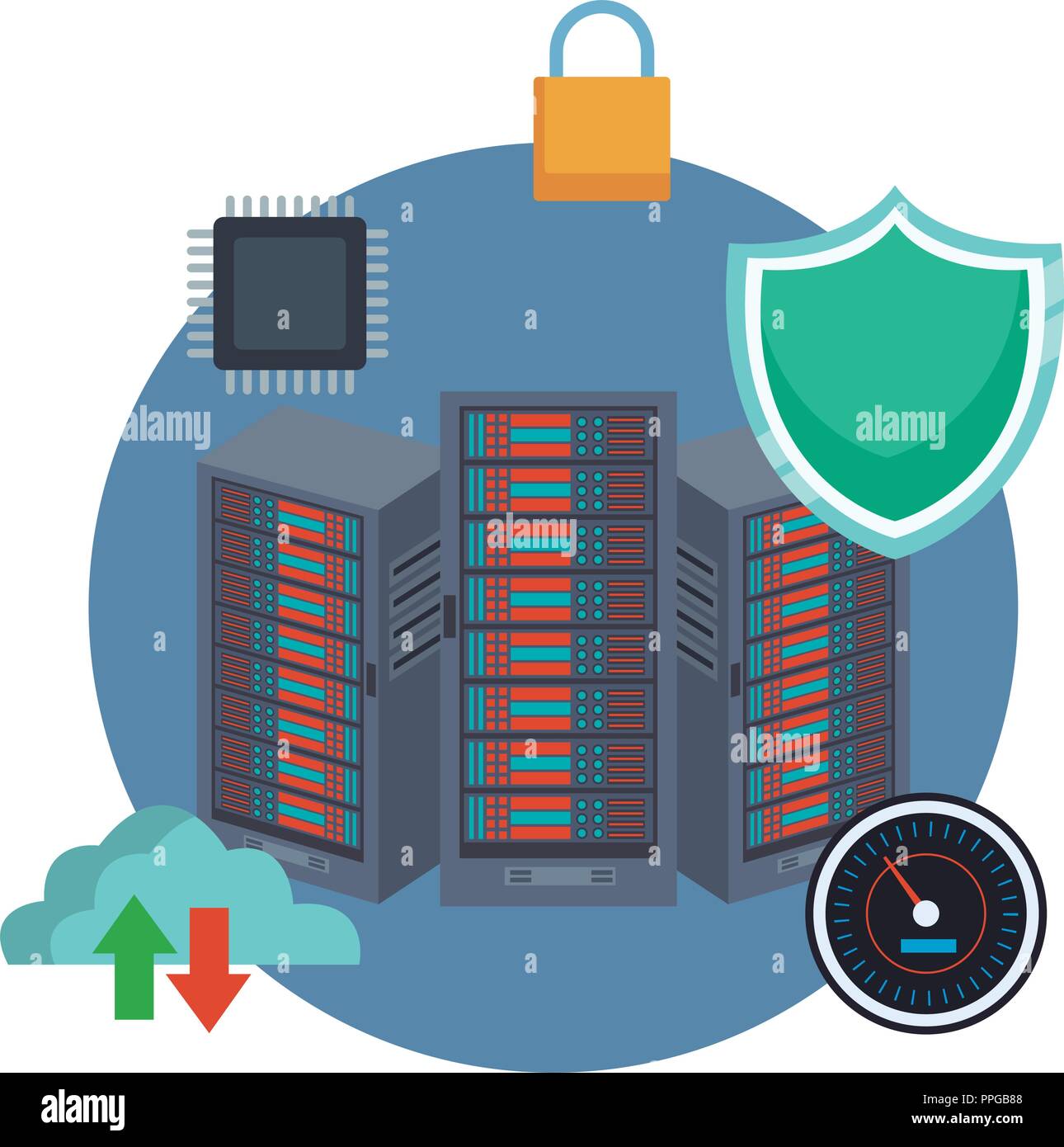 Database storage with icons Stock Vector Image & Art - Alamy