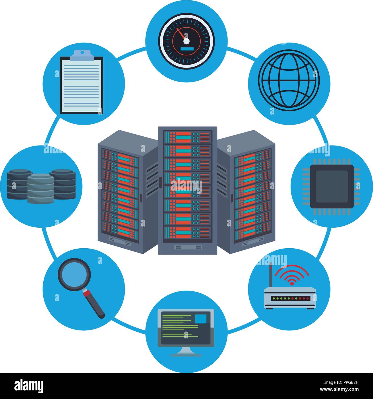 Database storage with icons Stock Vector Image & Art - Alamy
