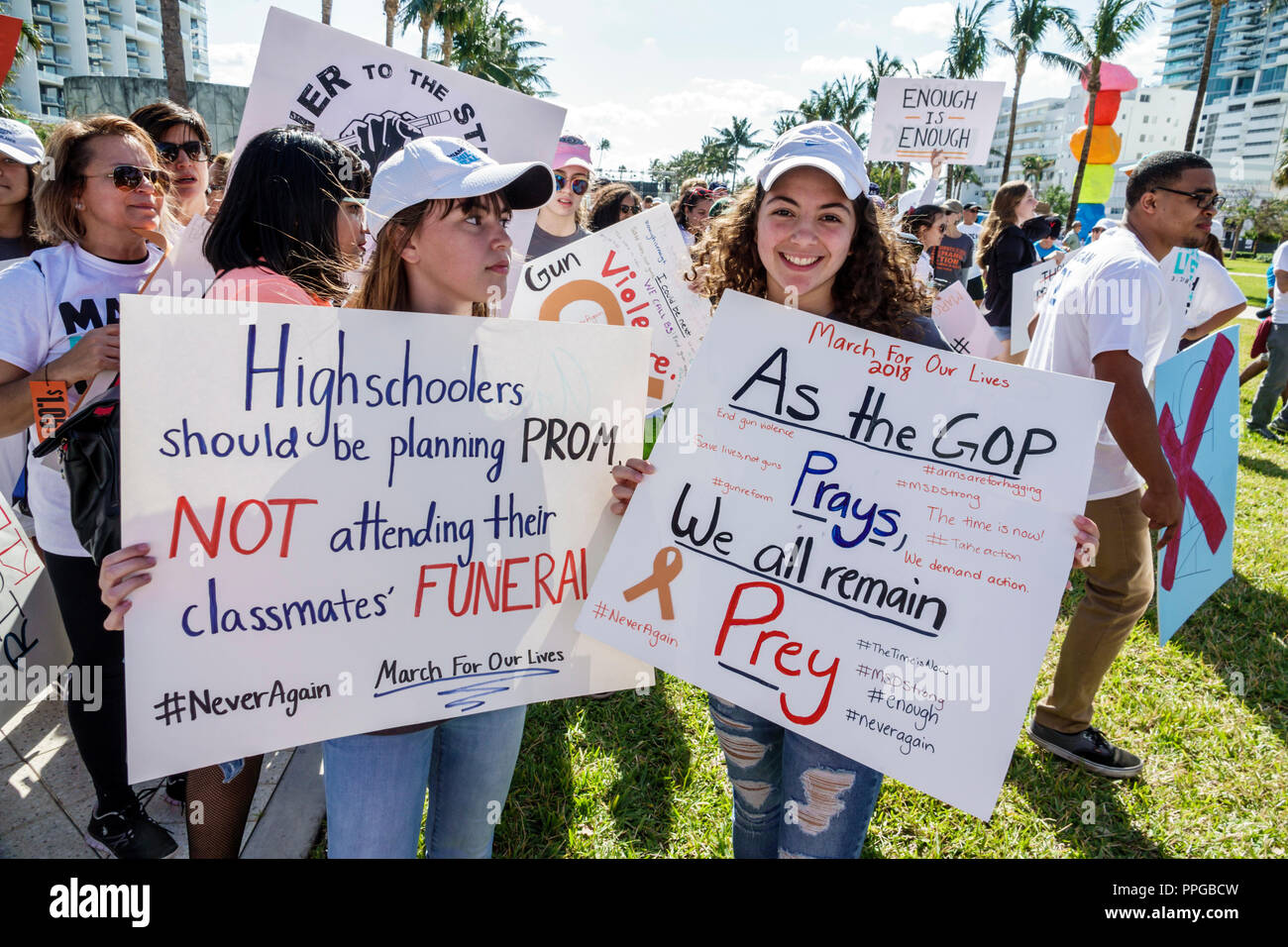 Miami Beach Florida,Collins Park,March For Our Lives,public high school ...
