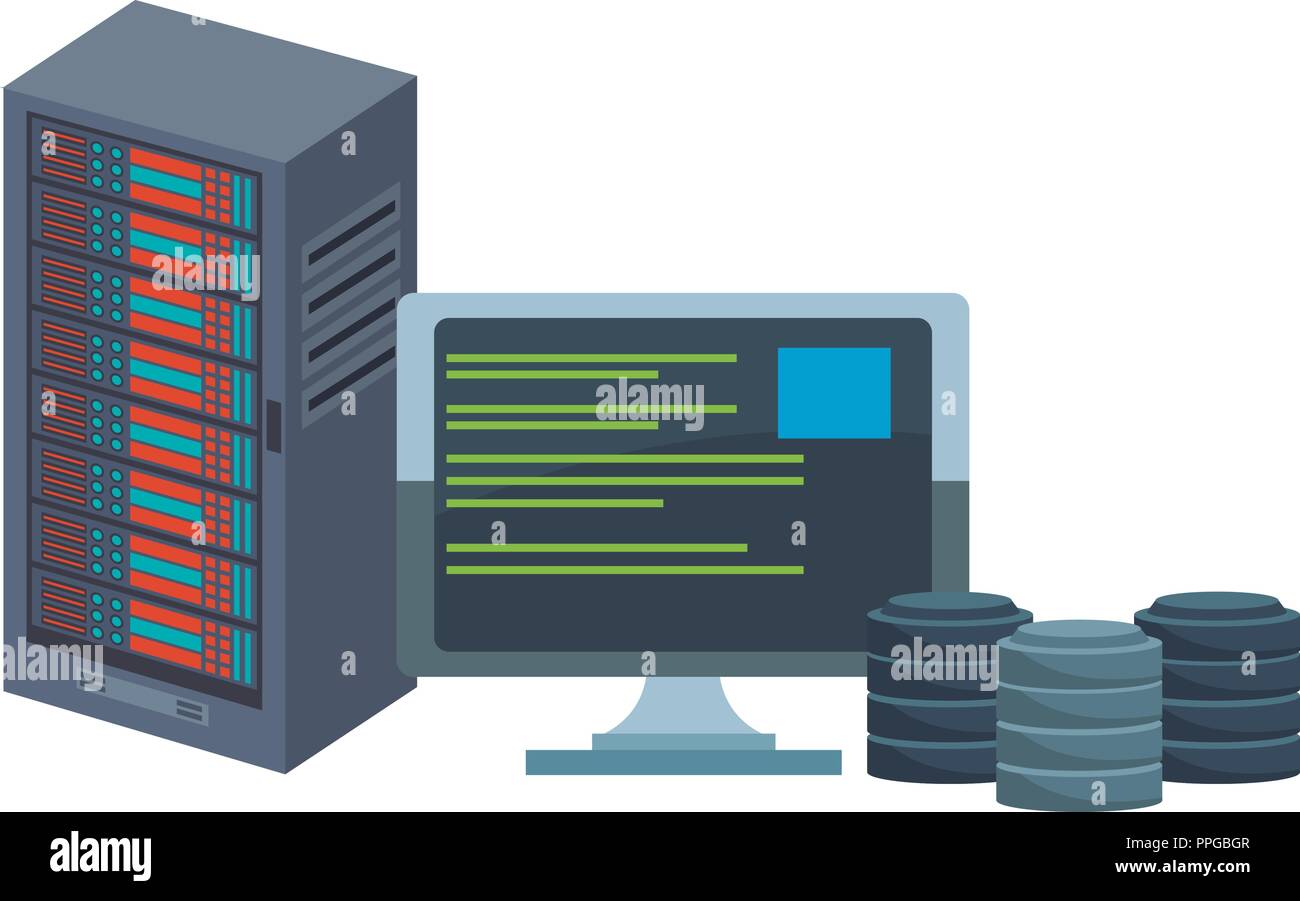 Computer with storage database Stock Vector Image & Art - Alamy