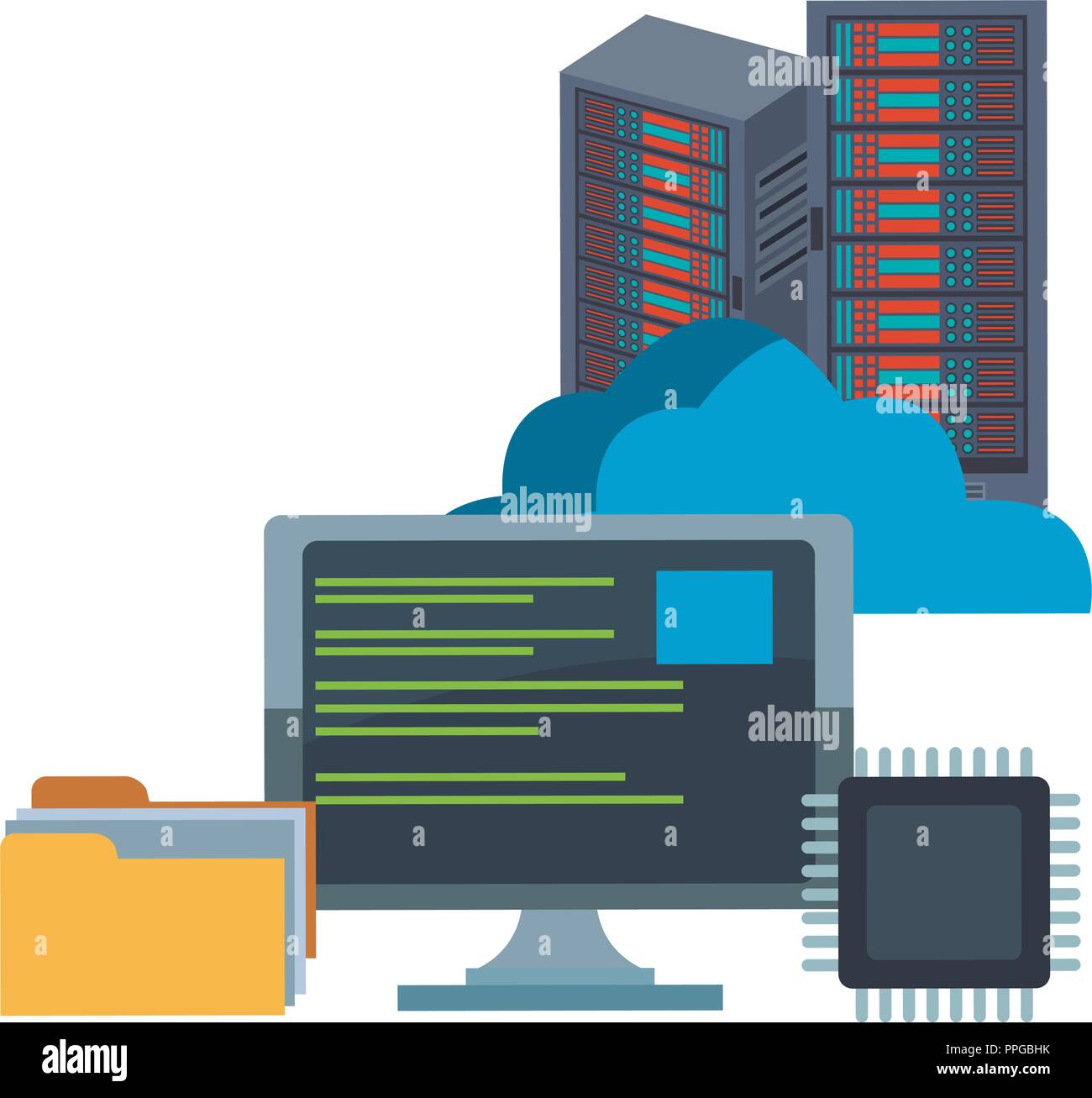 Computer with storage and microchip Stock Vector Image & Art - Alamy